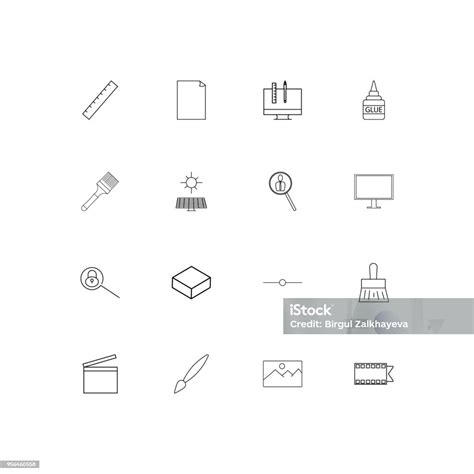 창조적인 프로세스 및 설계 선형 얇은 아이콘 설정합니다 간단한 벡터 아이콘 설명 녹색 기술에 대한 스톡 벡터 아트 및 기타 이미지 녹색 기술 눈금자 디자인 Istock