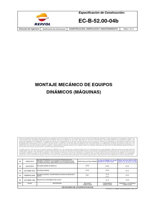 Ec B 52 00 04b Montaje Mecánico De Equipos Dinámicos Máquinas Pdf