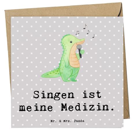 Mr And Mrs Panda Grußkarte Krokodil Singen Grau Pastell Geschenk