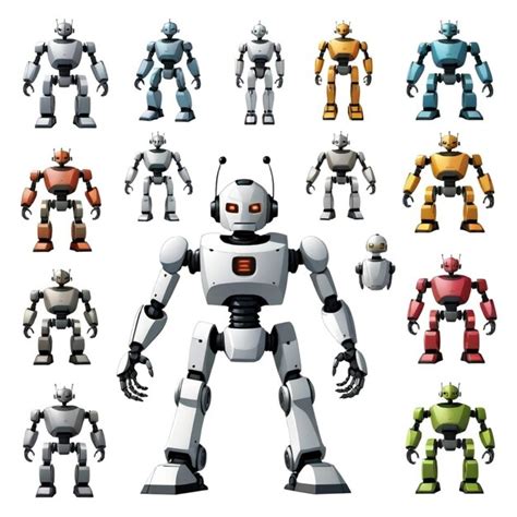 Robot Vector Set White Background Isolated A High Quality Premium Ai Generated Vector