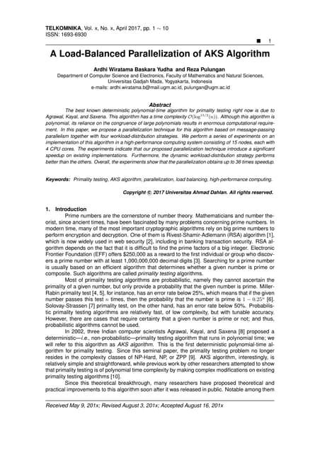 A Load Balanced Parallelization Of Aks Algorithm Pdf