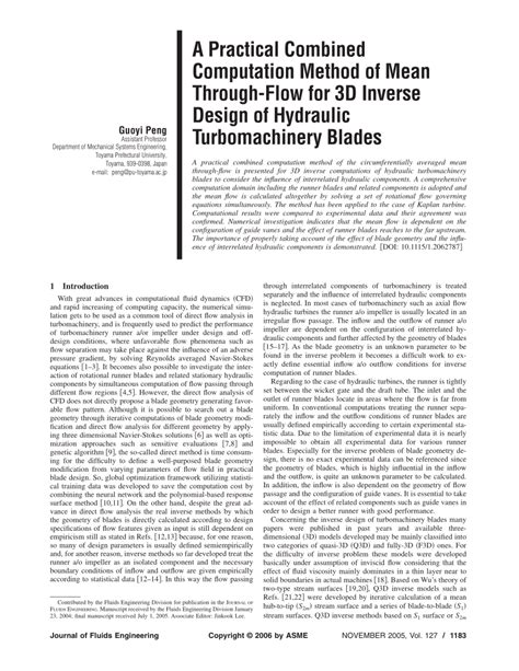 Pdf A Practical Combined Computation Method Of Mean Through Flow For 3d Inverse Design Of