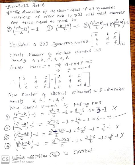 linear algebra csir net iit jam practice problem with solutions