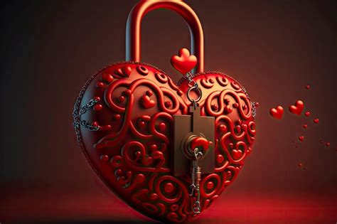 Premium Photo Red Padlock Heart In Shape Of Heart With Forged Patterns And Keyhole