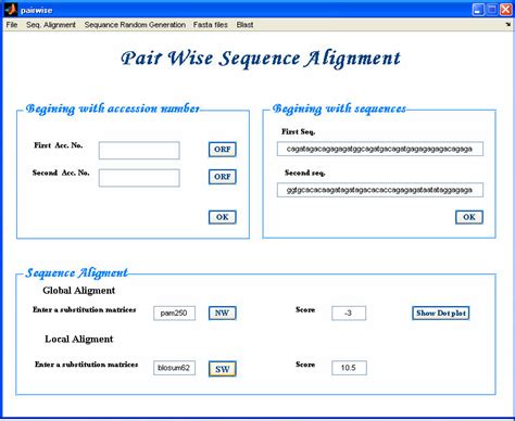 pairwise sequence alignment beginning with sequences download