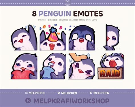 PENGUIN EMOTES Twitch Discord Youtube Cute Penguin Emote Pack Etsy