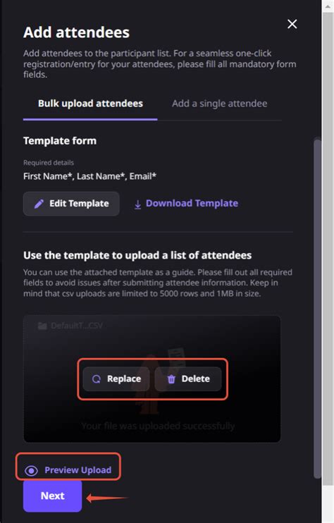 how to set up a custom csv template and add attendees airmeet