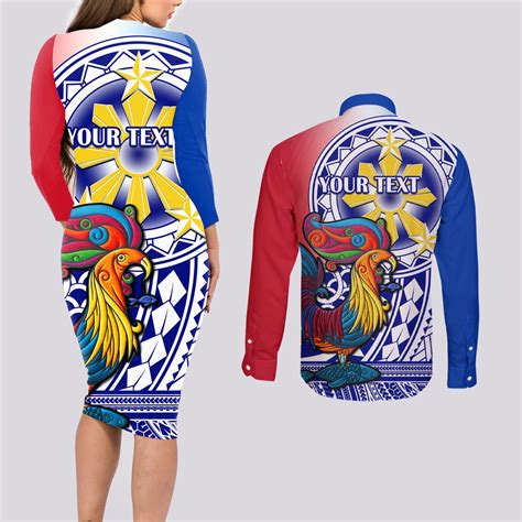 Personalised Philippines Couples Matching Long Sleeve Bodycon Dress And