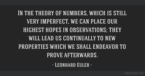 In The Theory Of Numbers Which Is Still Very Imperfect We