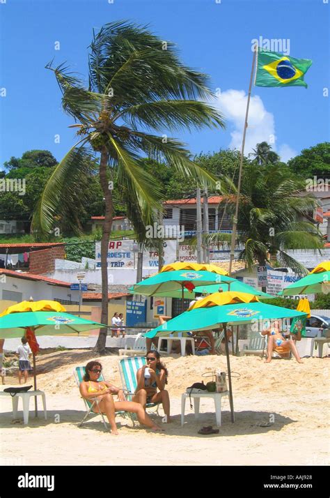 Beach Life On Praia Do Ponta Negra Beach In Natal Brazil Stock Photo