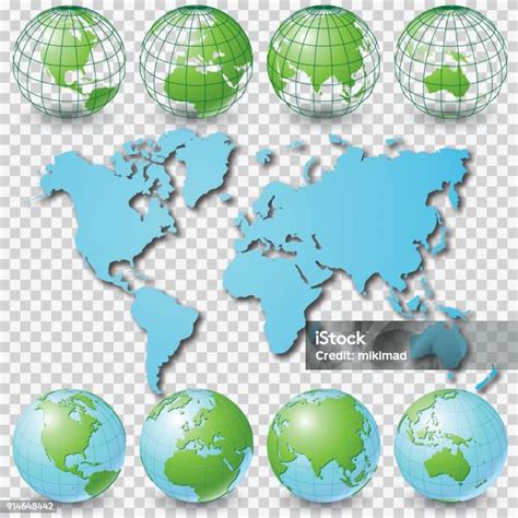 Globe 설정 및 세계지도 지구본에 대한 스톡 벡터 아트 및 기타 이미지 지구본 호주 행성 Istock
