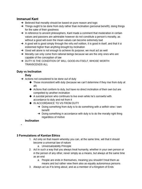Kant Reading Notes On Ethics Pdf A Priori And A Posteriori
