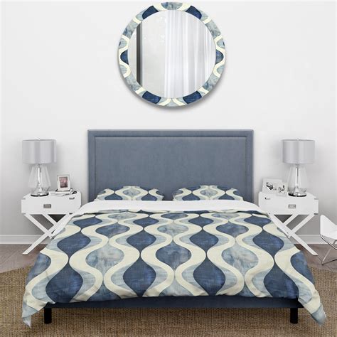 Design Art Blue Ogee Patterns Ii Midcentury Duvet Cover Set Wayfair