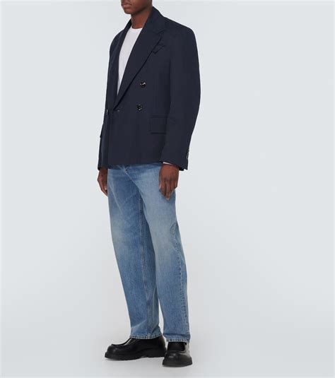 Double Breasted Cotton Twill Blazer In Blue Bottega Veneta Mytheresa