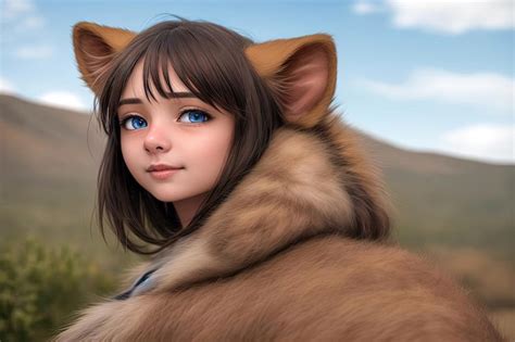 Premium Ai Image Quokka Anthropomorphic Animal Girl Illustration