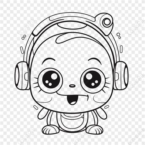 헤드폰 색칠 페이지 개요 스케치 드로잉과 작은 아기 벡터두꺼운 선선 그리기 Png 일러스트 무료 다운로드 Lovepik