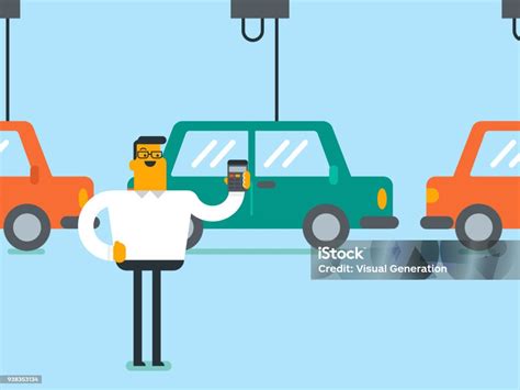 Worker Controlling Automated Assembly Line For Car Stock Illustration Download Image Now