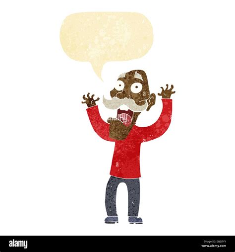 Cartoon Old Man Getting A Fright With Speech Bubble Stock Vector Image