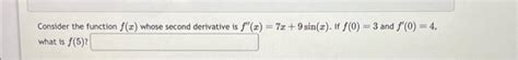 solved consider the function f x whose second derivative is
