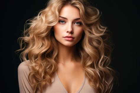 Woman With Long Blonde Hair And Blue Eyes Is Posing For Picture Generative Ai Premium Ai