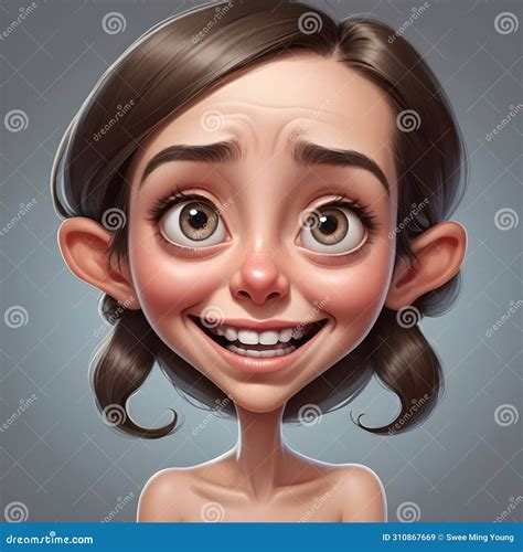 Image Of Extreme Human Caricature Of Various Facial Expression Art Stock Illustration