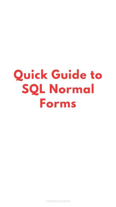 Quick Guide To Sql Normal Forms💻 Youtube
