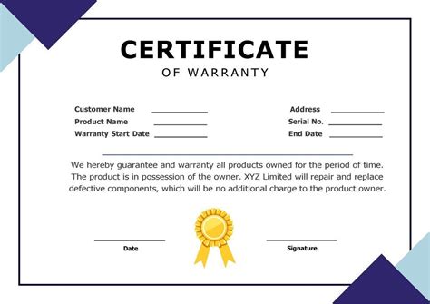 Guarantee Certificate Template