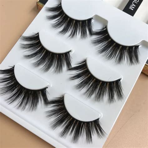 3pairsset 3d Natural Black Long Fake Eye Lashes Handmade Thick False