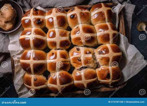A Traditional Hot Cross Bun Easter Time Sweet Treat Stock Illustration