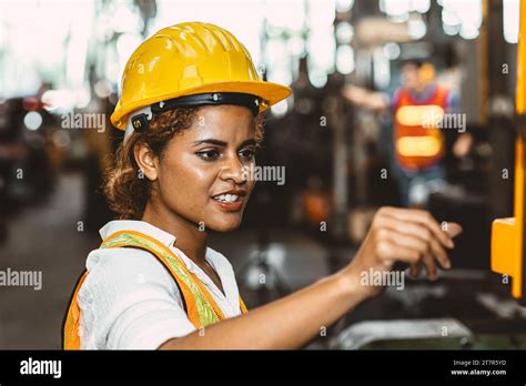 engineer milling technician african woman worker manual hand skill