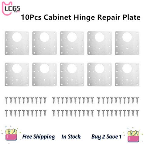 Mylcg5 10pcs Cabinet Hinge Repair Plate Kit Kitchen Cupboard Door Hinge