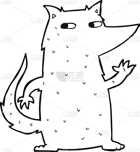 卡通狼挥舞着