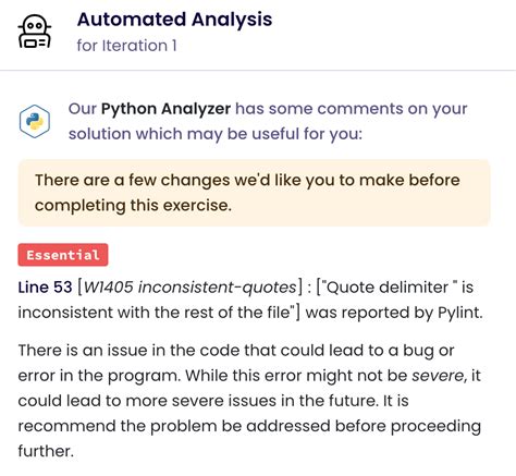 Python Analyser Marking Quote Inconsistency As Essential Error Bugs Feature Requests Exercism