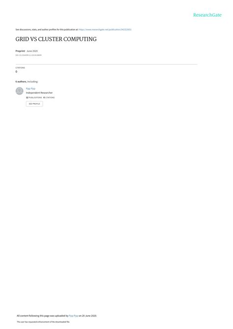 Pdf Grid Vs Cluster Computing
