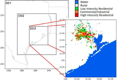 The Configuration Of Wrf Domains With Horizontal Resolutions Of 9 Download Scientific Diagram