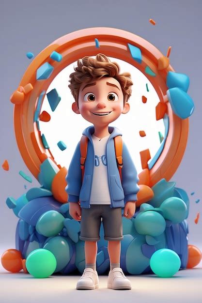Une Photo Dun Garçon Mignon Dans Le Style De Pixar Dessin Animé 3d Illustration Générative Ai