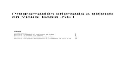Programación Orientada A Objetos En Visual Basicdocshare01docshare