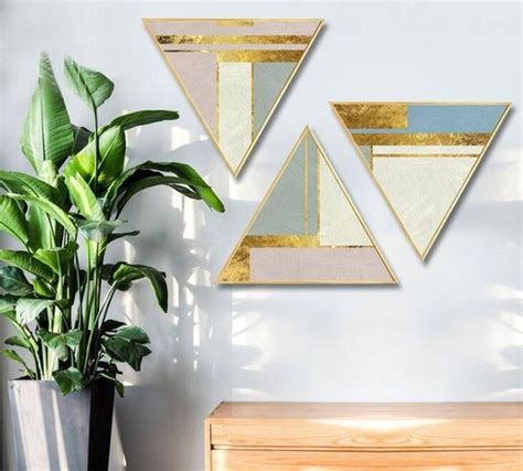 Abstract Geometric Triangle Canvas Wall Art Modern Triangle Wall Art