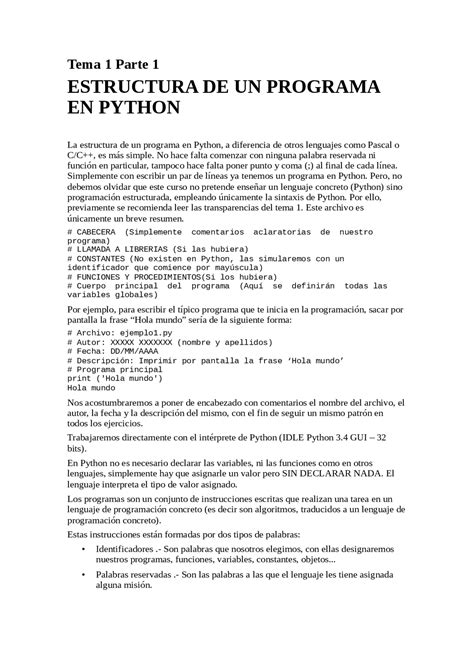 Estructura De Un Programa En Python Apuntes De Programación