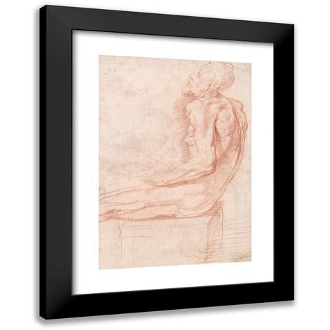 Polidoro Da Caravaggio X Black Modern Framed Museum Art Print Titled Study Of A Seated Old