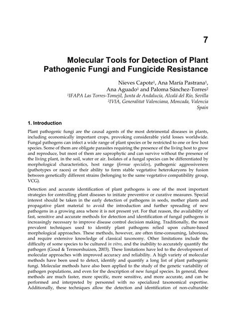 Pdf Molecular Tools For Detection Of Plant Pathogenic Fungi And