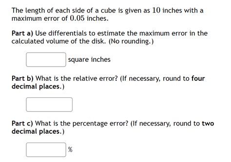 Solved The Length Of Each Side Of A Cube Is Given As Chegg Com