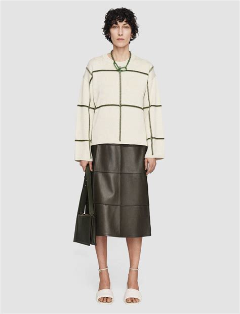 Joseph Grid Nappa Leather Keller Skirt In Hass Avocado Endource