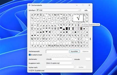 Wurzelzeichen Windows Faq