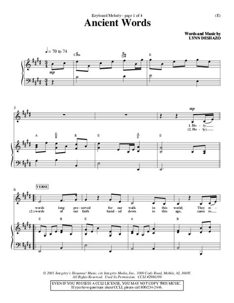 Ancient Words Sheet Music Pdf Lynn Deshazo Praisecharts