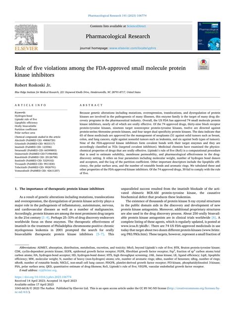 Pdf Rule Of Five Violations Among The Fda Approved Small Molecule