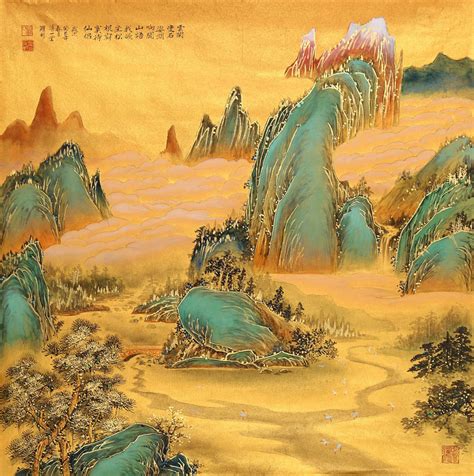 金碧山水 没骨山水 浅绛山水 大山谷图库