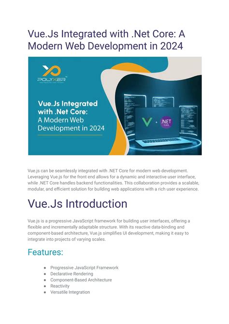 Vuejs Integrated With Net Core A Modern Web Development In 2024pdf