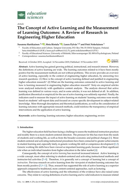 Pdf The Concept Of Active Learning And The Measurement Of Learning