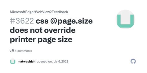 Css Page Size Does Not Override Printer Page Size Issue MicrosoftEdge
